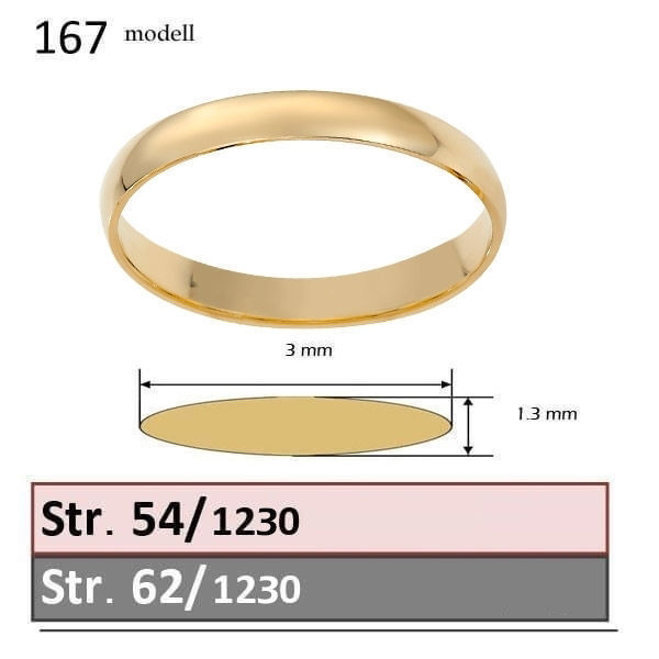 Giftering i gult gull 14kt, 3.5 mm, modell 167. RUBIN | Ole Aas
