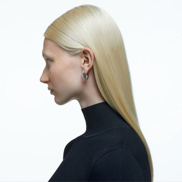 Swarovski øredobber Dextera hoop Octagon, pavé, small, hvitt | Ole Aas