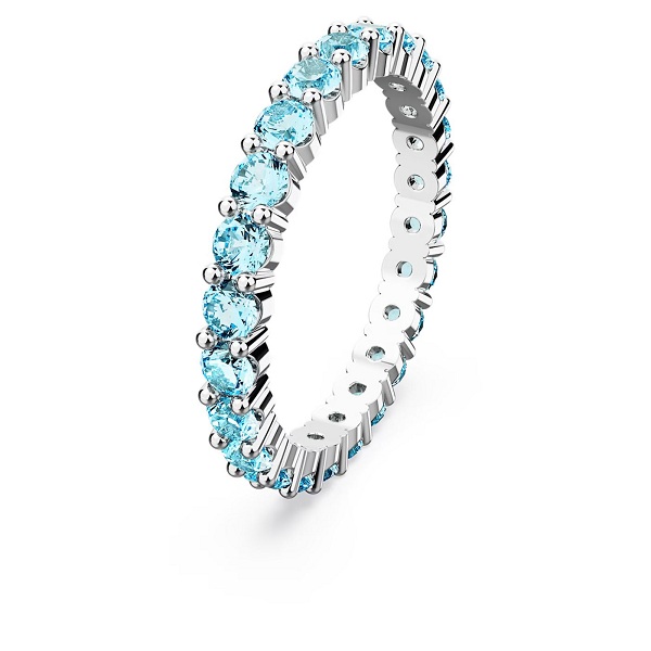 Swarovski Matrix ring Round cut, Blue, Rhodium plated | Ole Aas