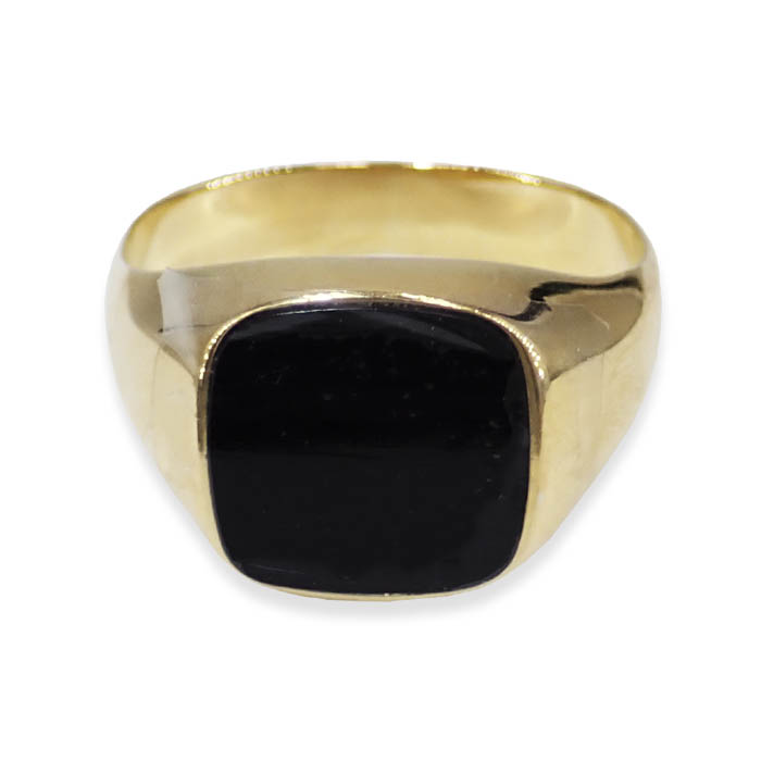 Signetring til herre i gult gull 18 kt med onyx |Ole Aas